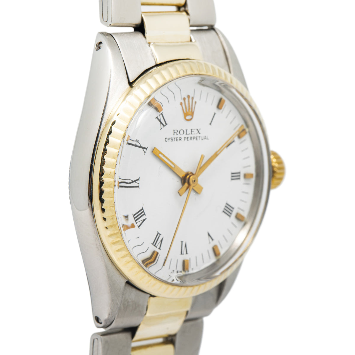 Rolex Oyster Perpetual 6551 Yellow Gold Two Tone White Dial Automatic ...