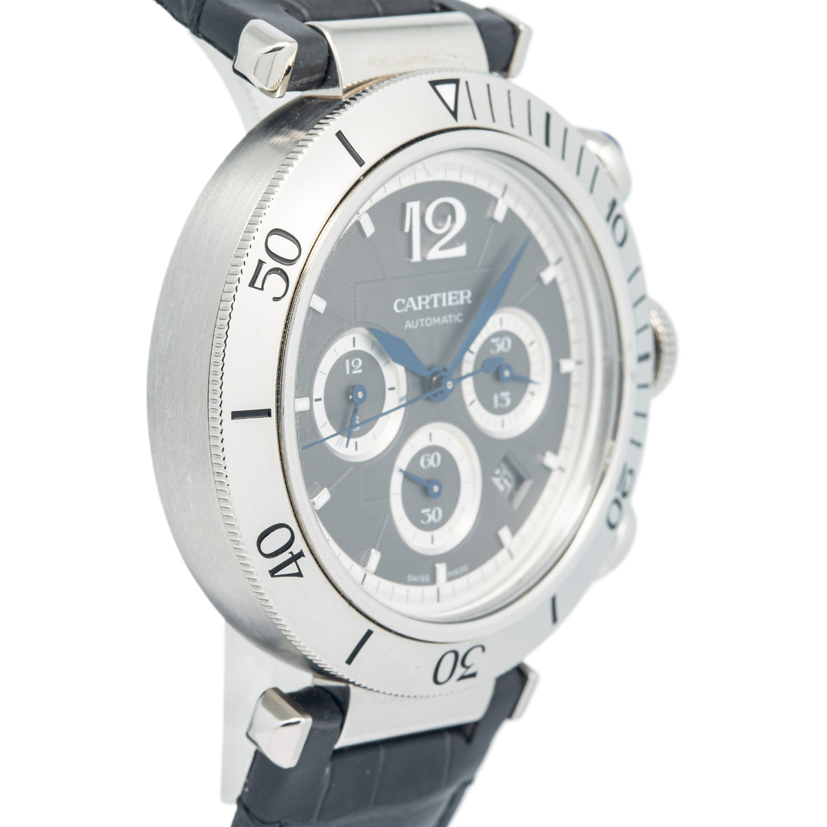 Cartier Pasha Chronograph 4363 WSPA0027 MINT Stainless Grey Dial Auto ...