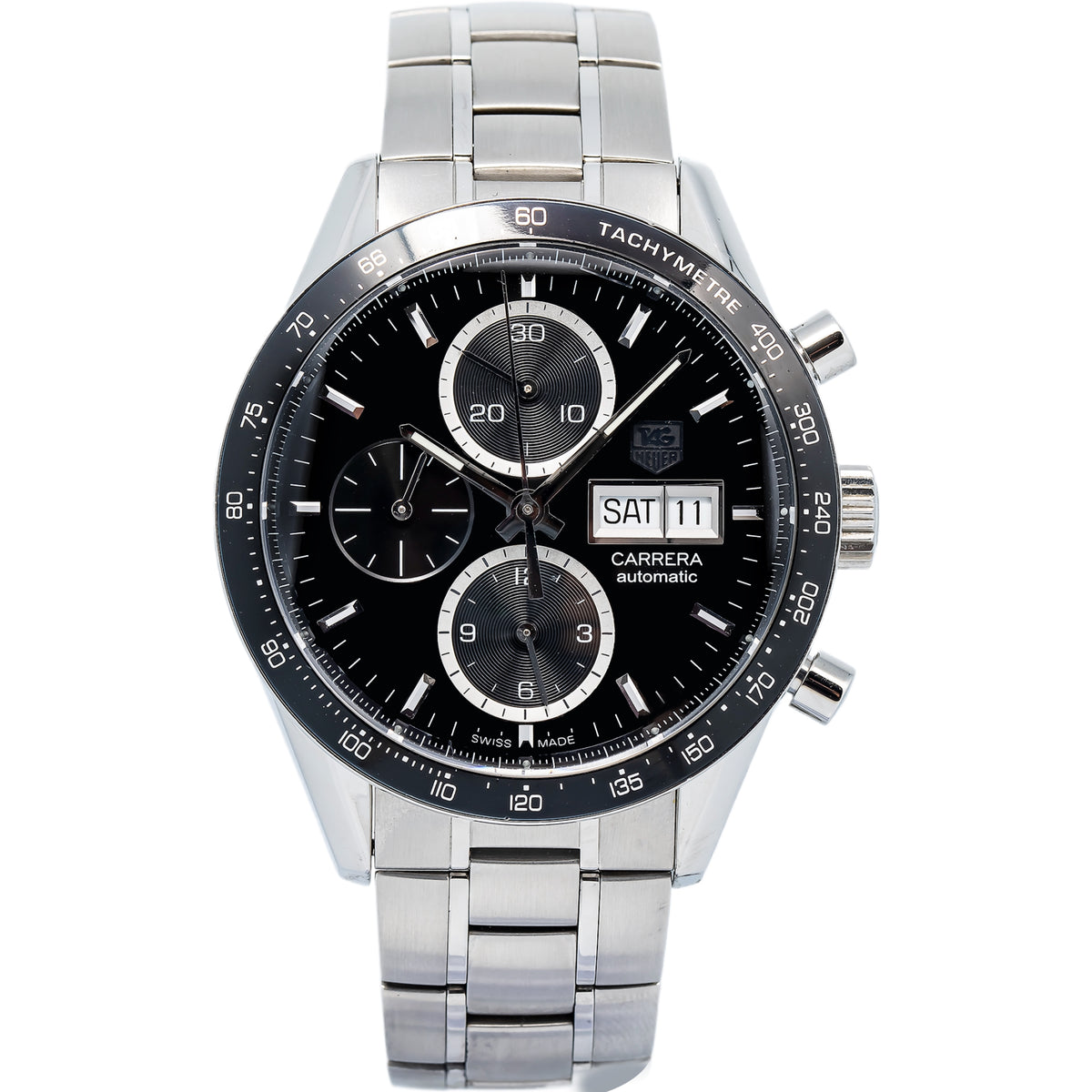 Tag Heuer Carrera CV201AG Stainless Steel Black Dial Automatic Men's W ...